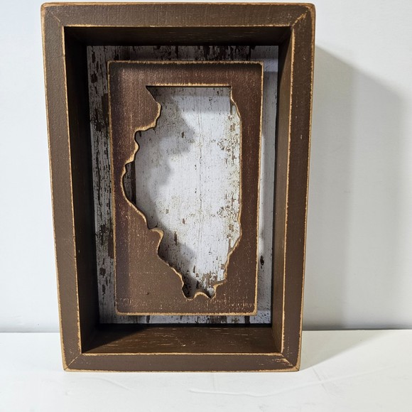 Accents | Nwt Illinois Wooden Sign Shadow Box 8 X 55 Wall Hanging ...